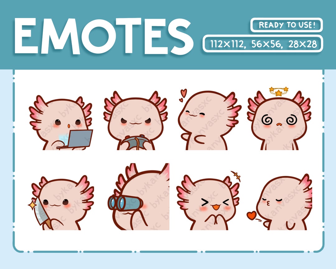 Cute Axolotl Emotes 8 Emotes for Streamer Cute Axolotl - Etsy