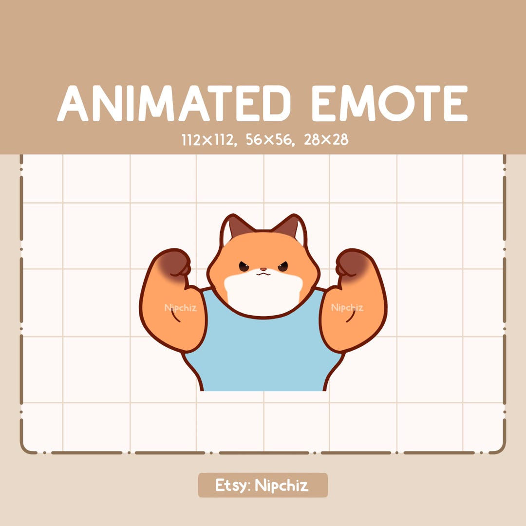 Animated Emote Cute Fox is Flexing His Muscle - Adorable Emote - Funny ...
