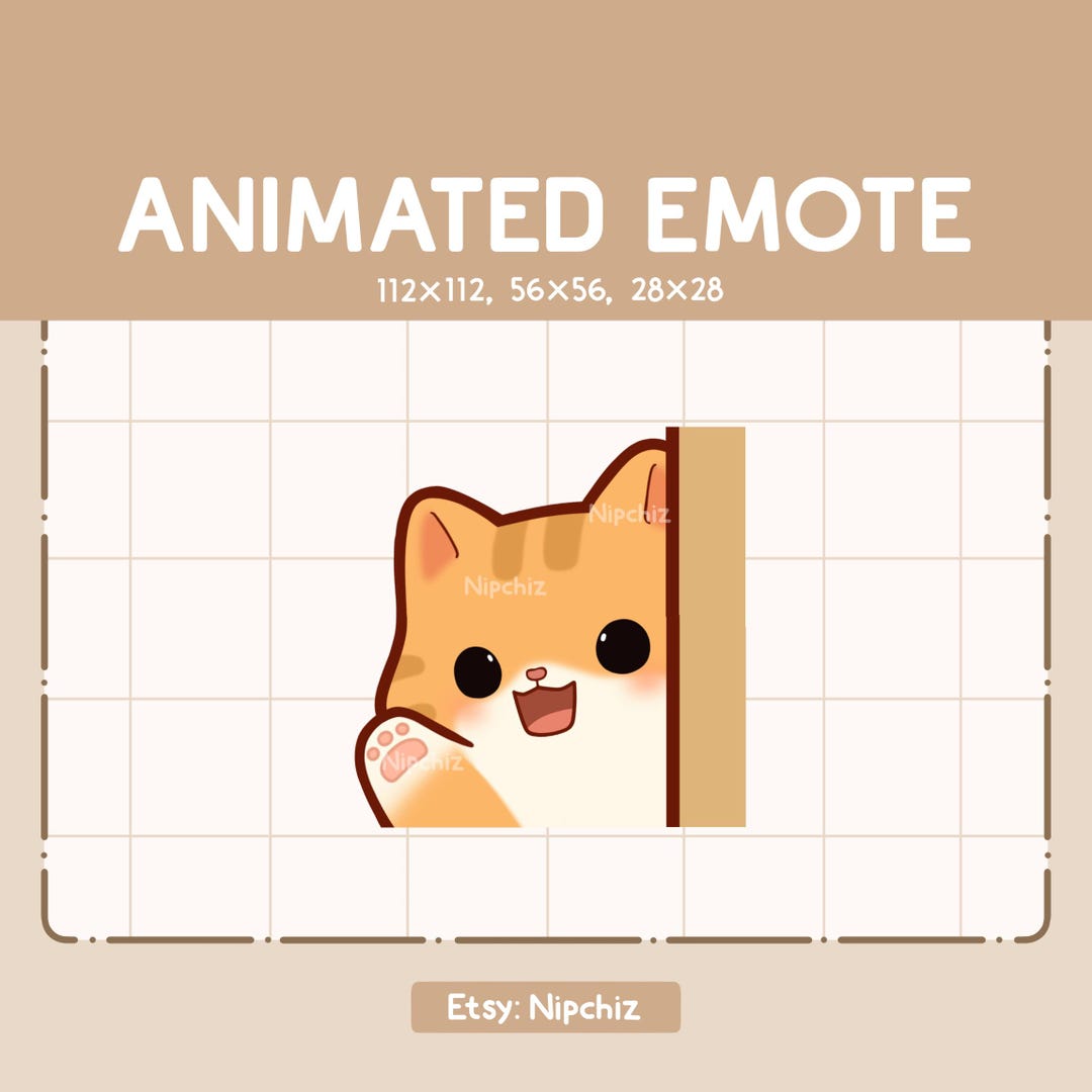 Animated Emote Orange Tabby Cat is Greeting You by Waving His Hand From ...
