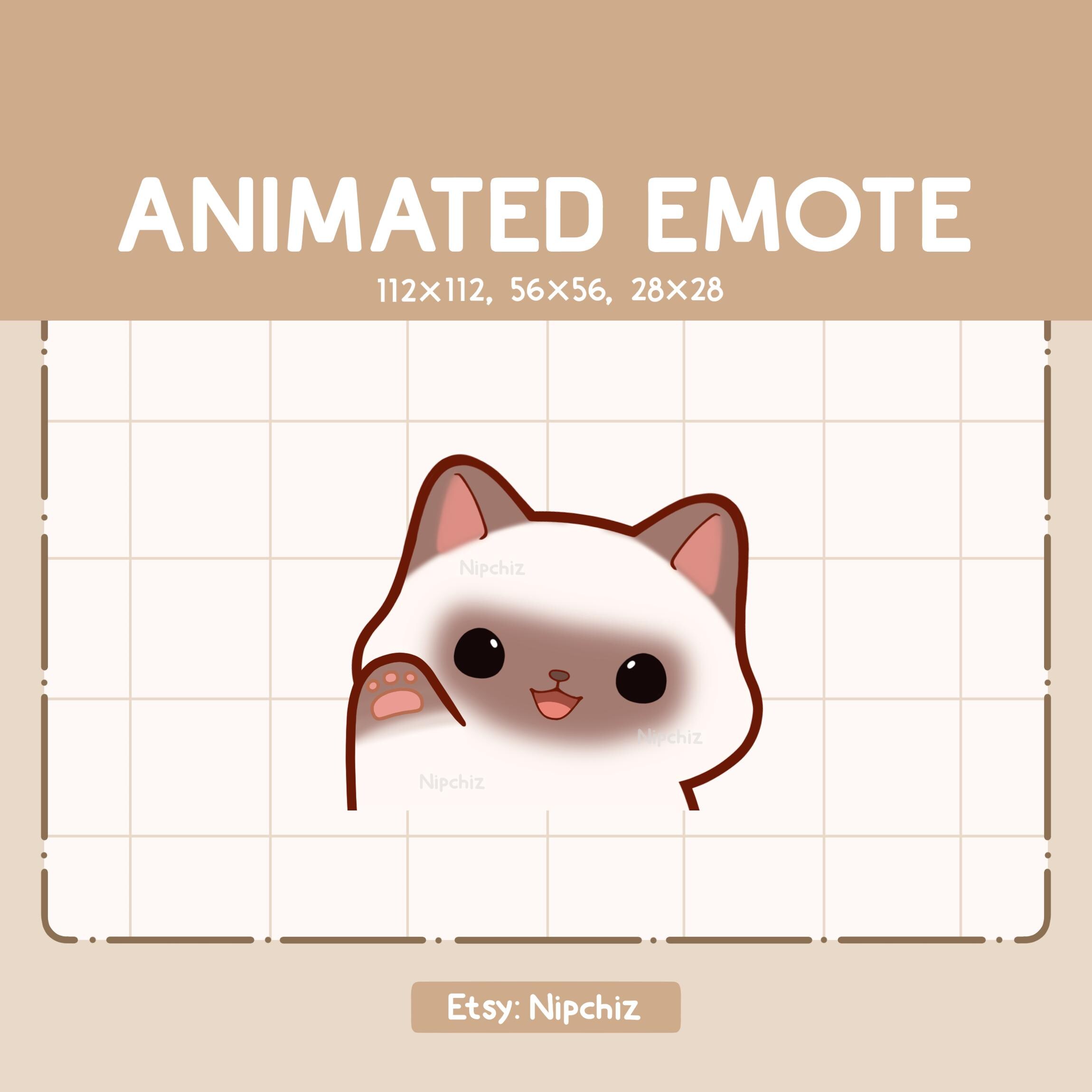 Animated Emote Chibi Siamese Cat Waving Hello Emote - Adorable Funny ...