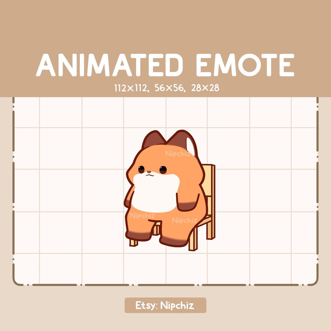 Animated Emote Adorable Fox is Sitting on a Chair and Moving Its Legs ...