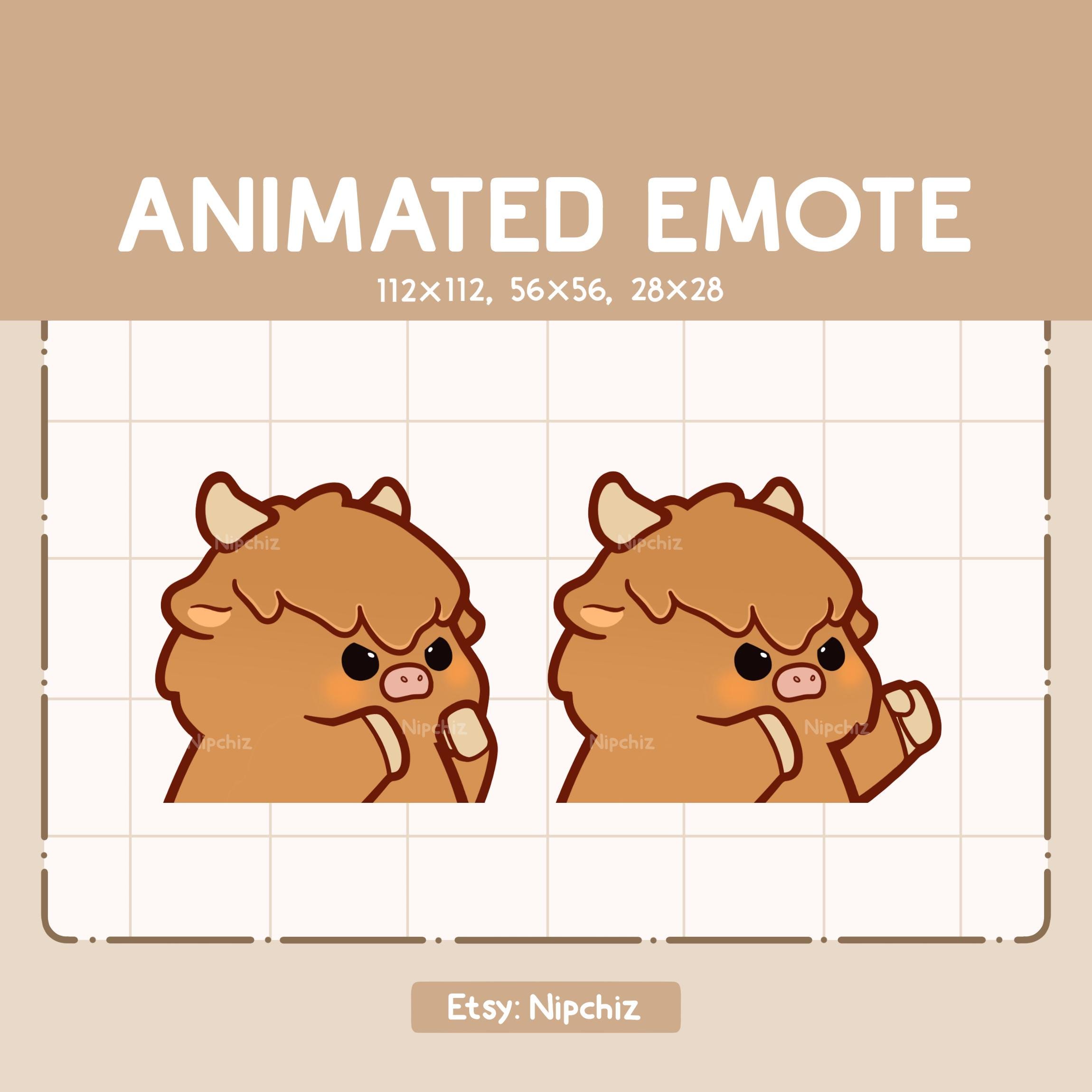 Animated Cute Highland Cow Punching Fast Emote - Cute Funny Emote ...