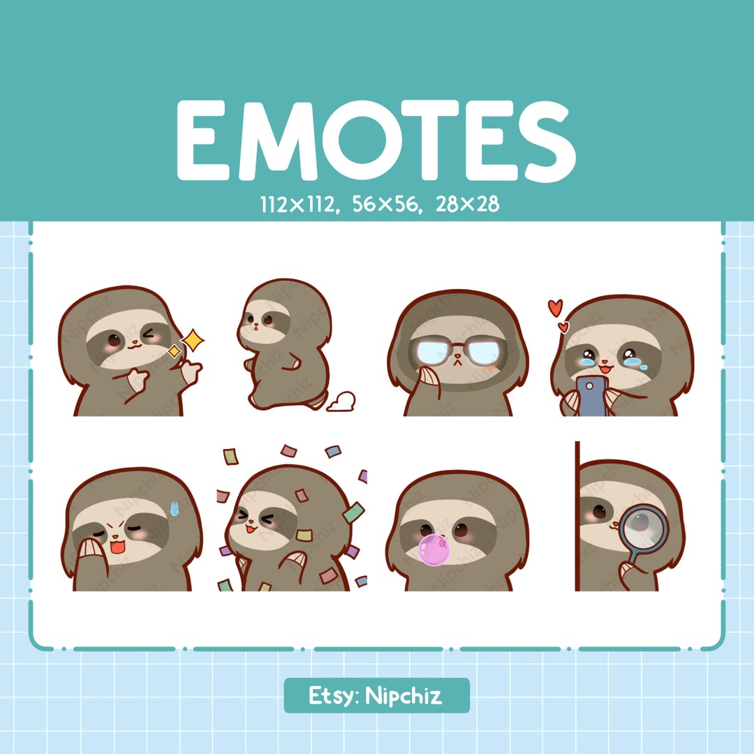 Sloth Emote Bundle Emotes for Streaming 8 Cute Emotes - Etsy