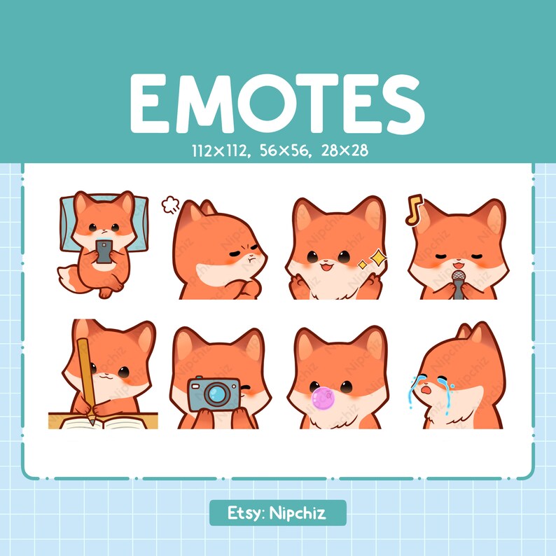 Cute Fox Emotes 8 Emotes for Streamer Cute Fox Emote Pack Funny Emotes ...