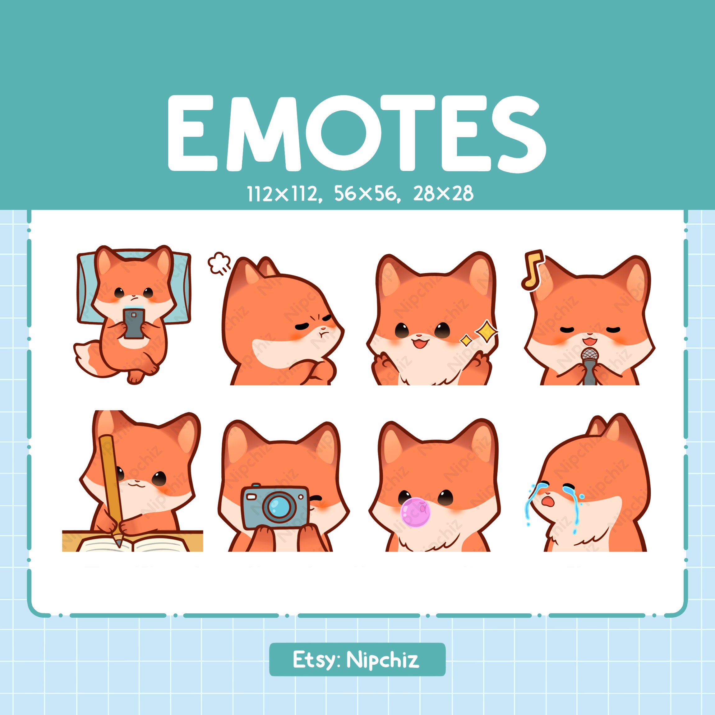 Cute Fox Emotes 8 Emotes for Streamer Cute Fox Emote Pack Funny Emotes ...