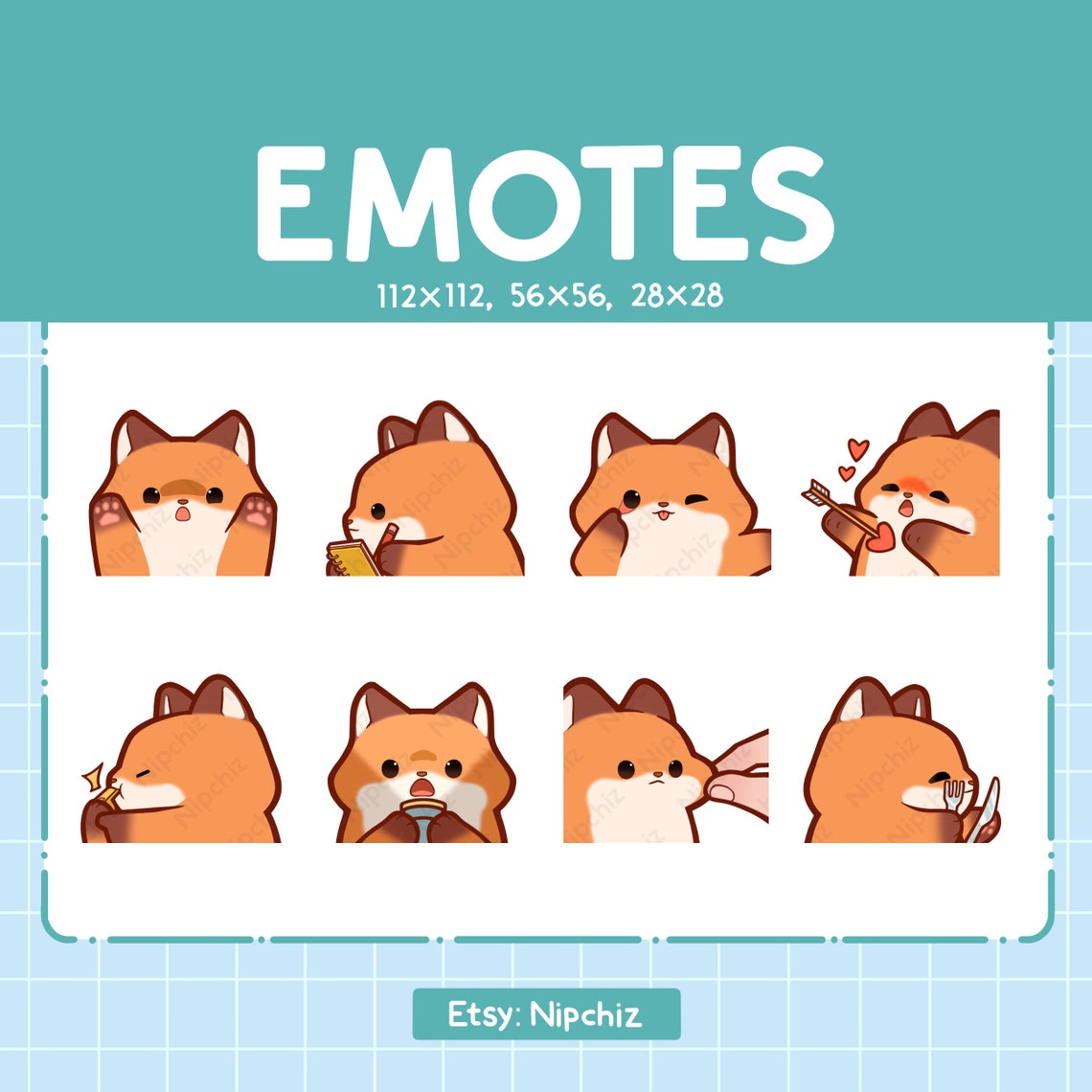 Cute Fox Emotes 8 Pack Chibi Fox Emotes for Streamer Kawaii Emoji Set ...