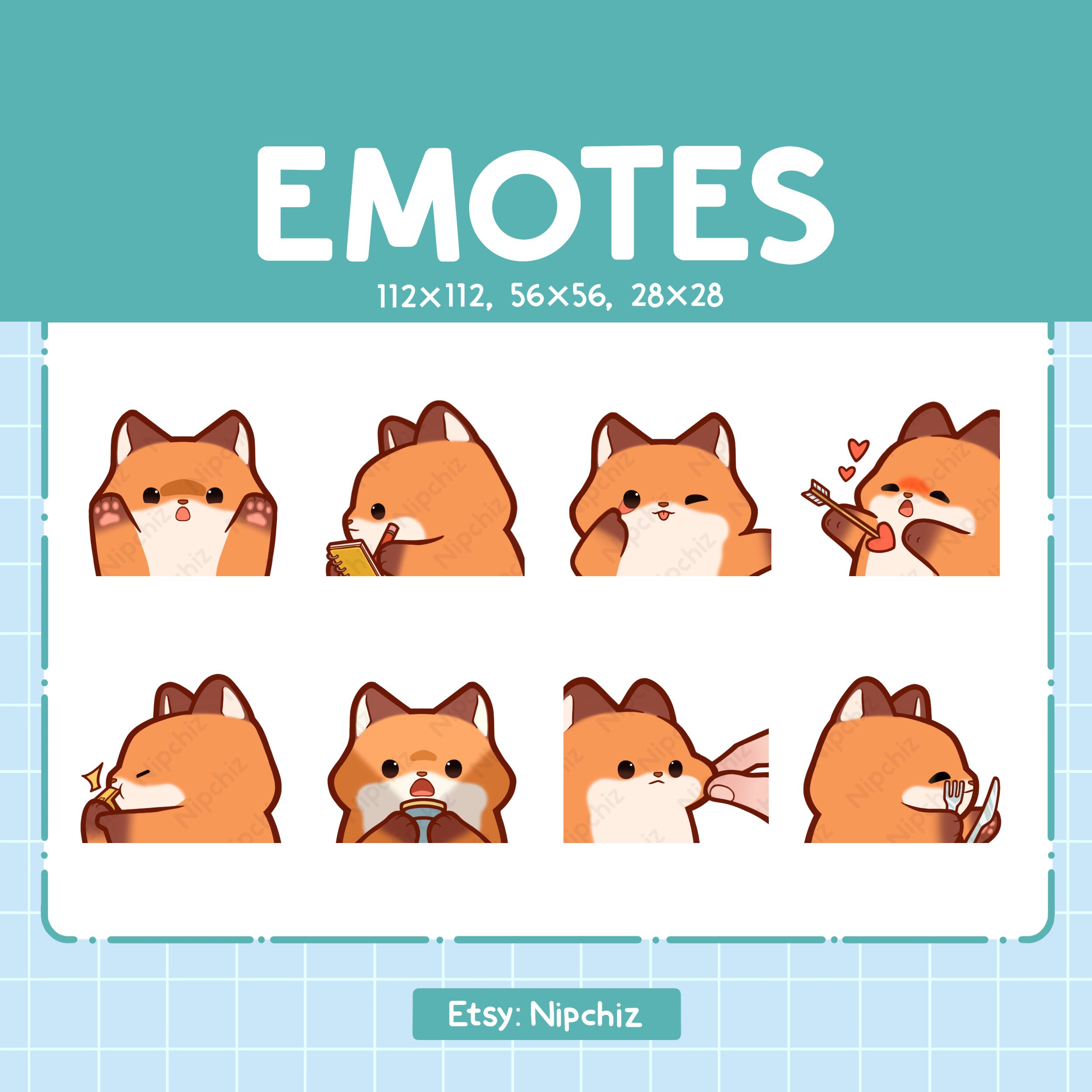 Cute Fox Emotes 8 Pack Chibi Fox Emotes for Streamer Kawaii Emoji Set ...