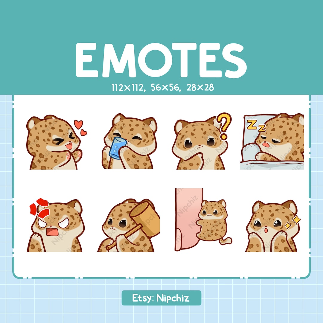 Leopard Emotes for Streamer 8 Kawaii Cute Leopard Emoji Pack for ...