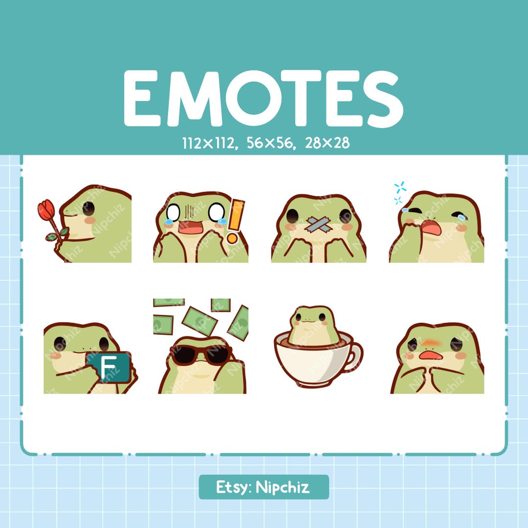 Chibi Frog Emotes for Streamer (8) - Kawaii Cute Frog - Emoji Pack for ...