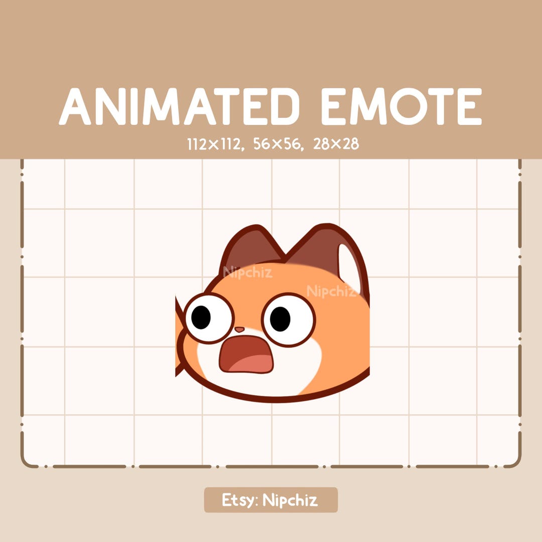 Animated Emote Chibi Shocked Fox is Surprised / Adorable Cartoon Emote ...