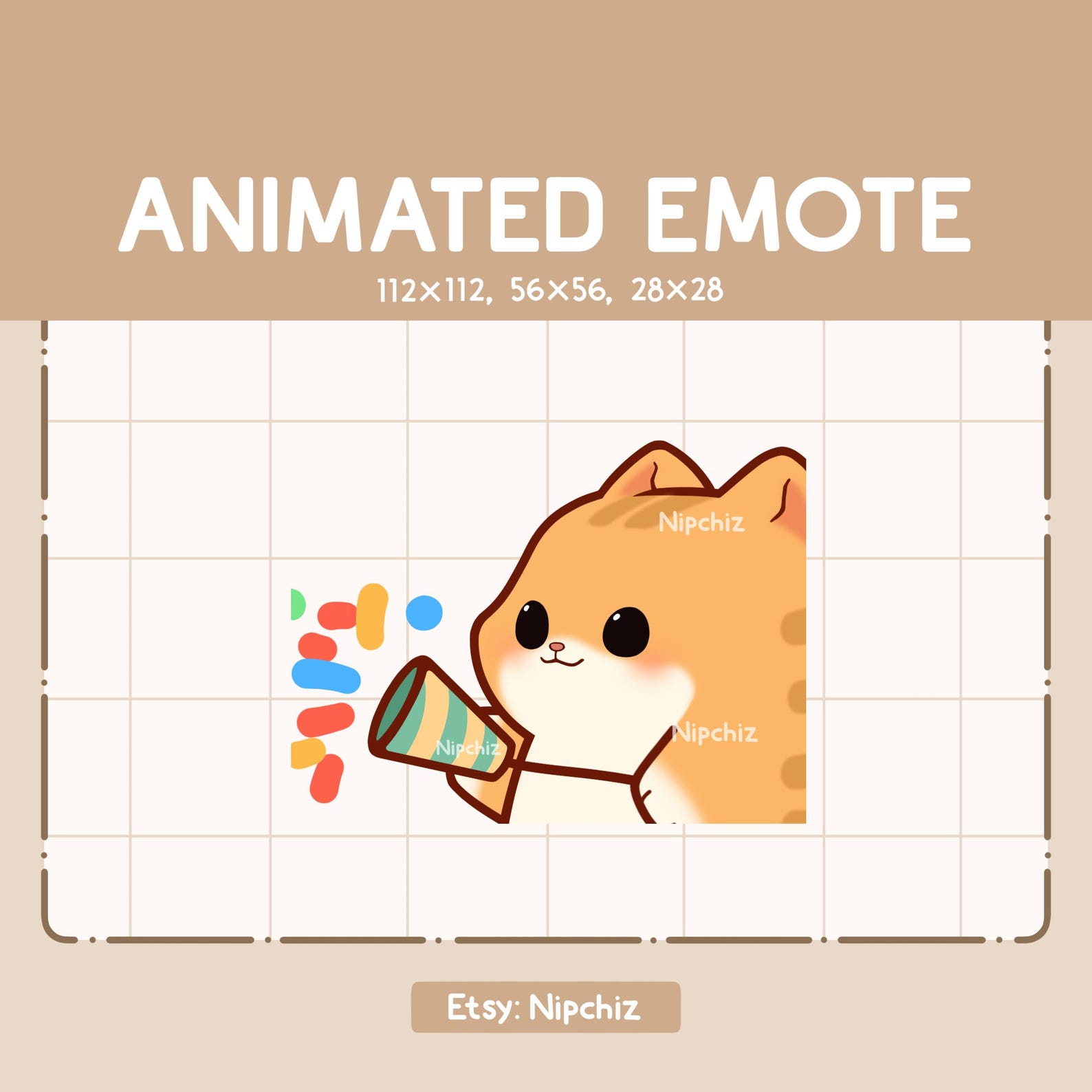 Animated Emote Cute Orange Tabby Cat Celebrating the Moment With His ...