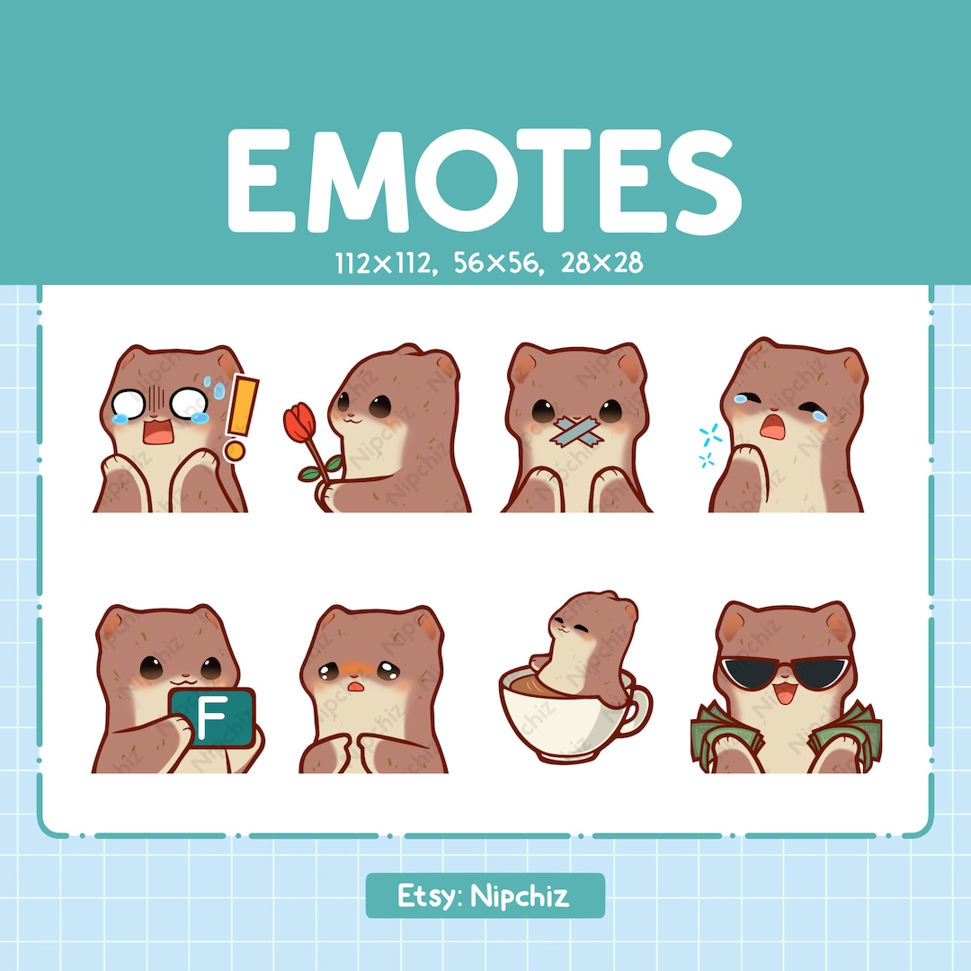 Stoat Emotes for Streamer (8) - Kawaii Cute Stoat - Emoji Pack for ...