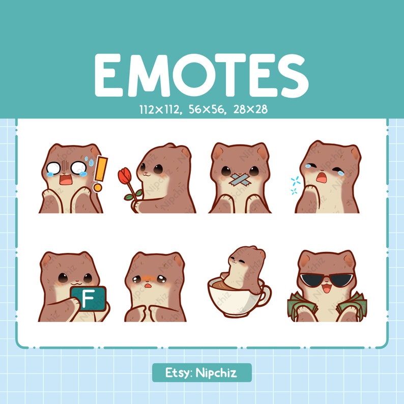 Stoat Emotes for Streamer (8) - Kawaii Cute Stoat - Emoji Pack for ...