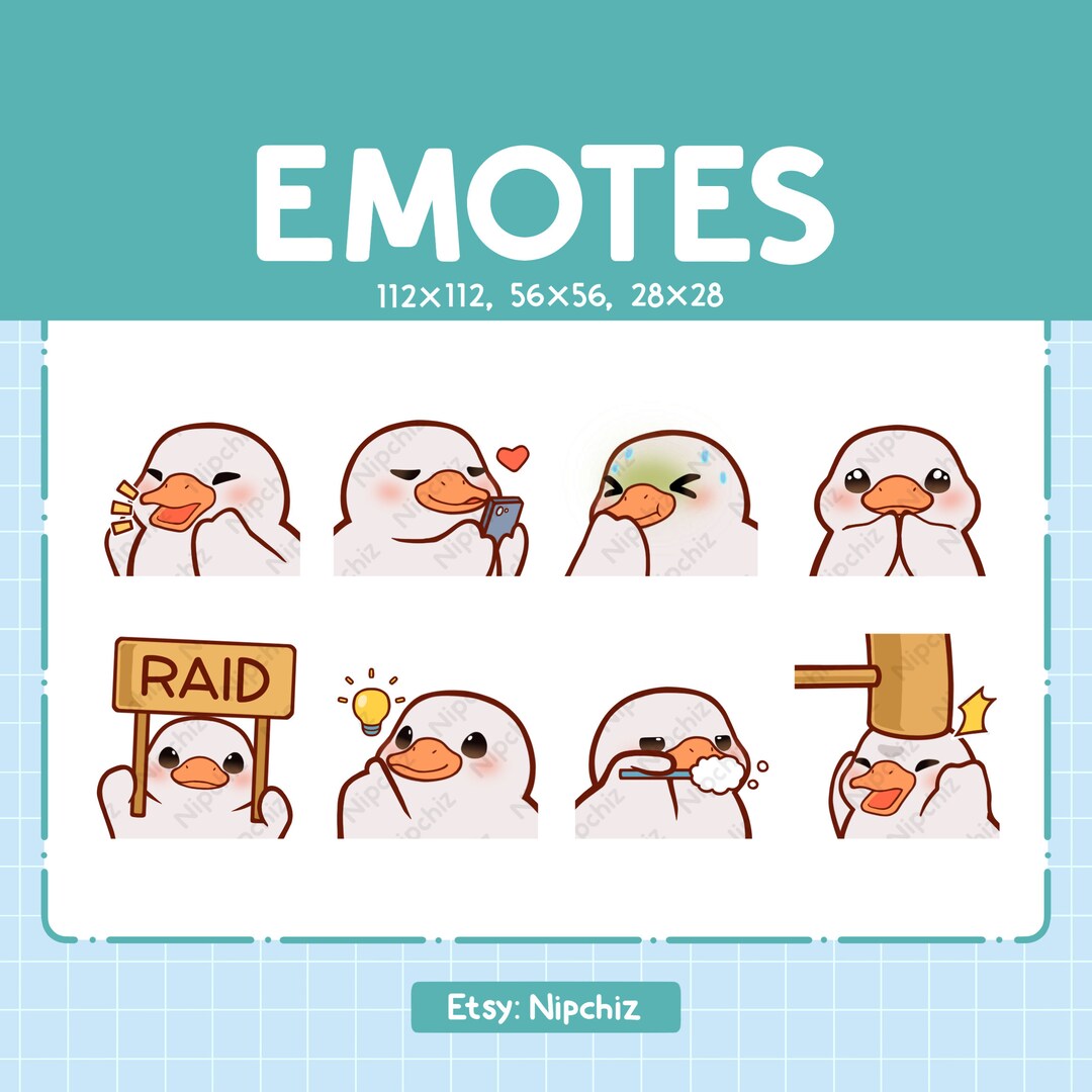 White Duck Emotes for Streaming Kawaii Animal Emoji 8 Cute White Duck ...