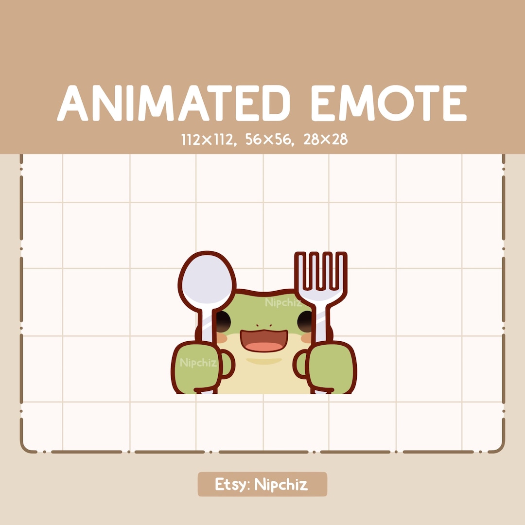 Animated Emote Adorable Frog is Holding a Spoon and Fork - Cartoon ...