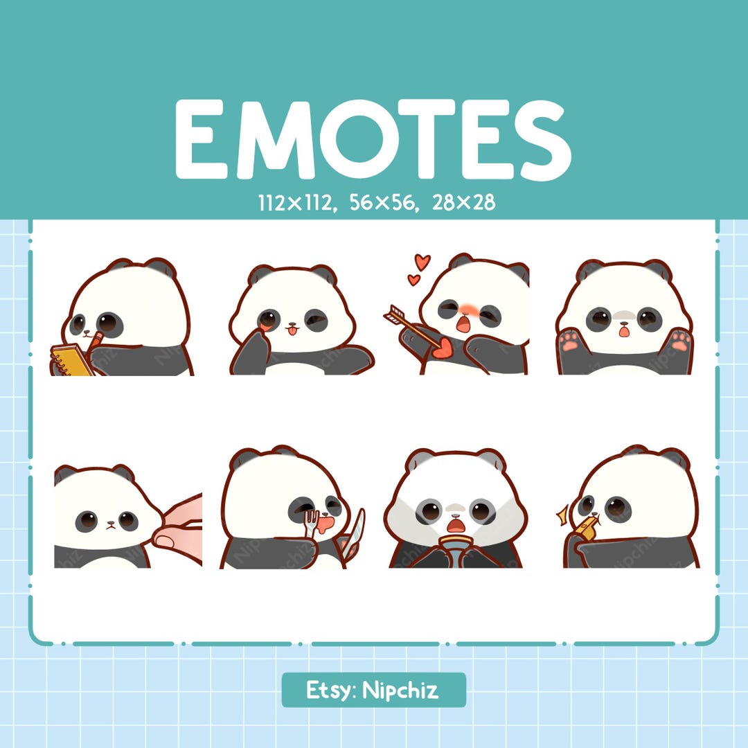 Panda Emotes / 8 Cute Panda Bundle / Emotes for Streamer Kawaii Emoji ...