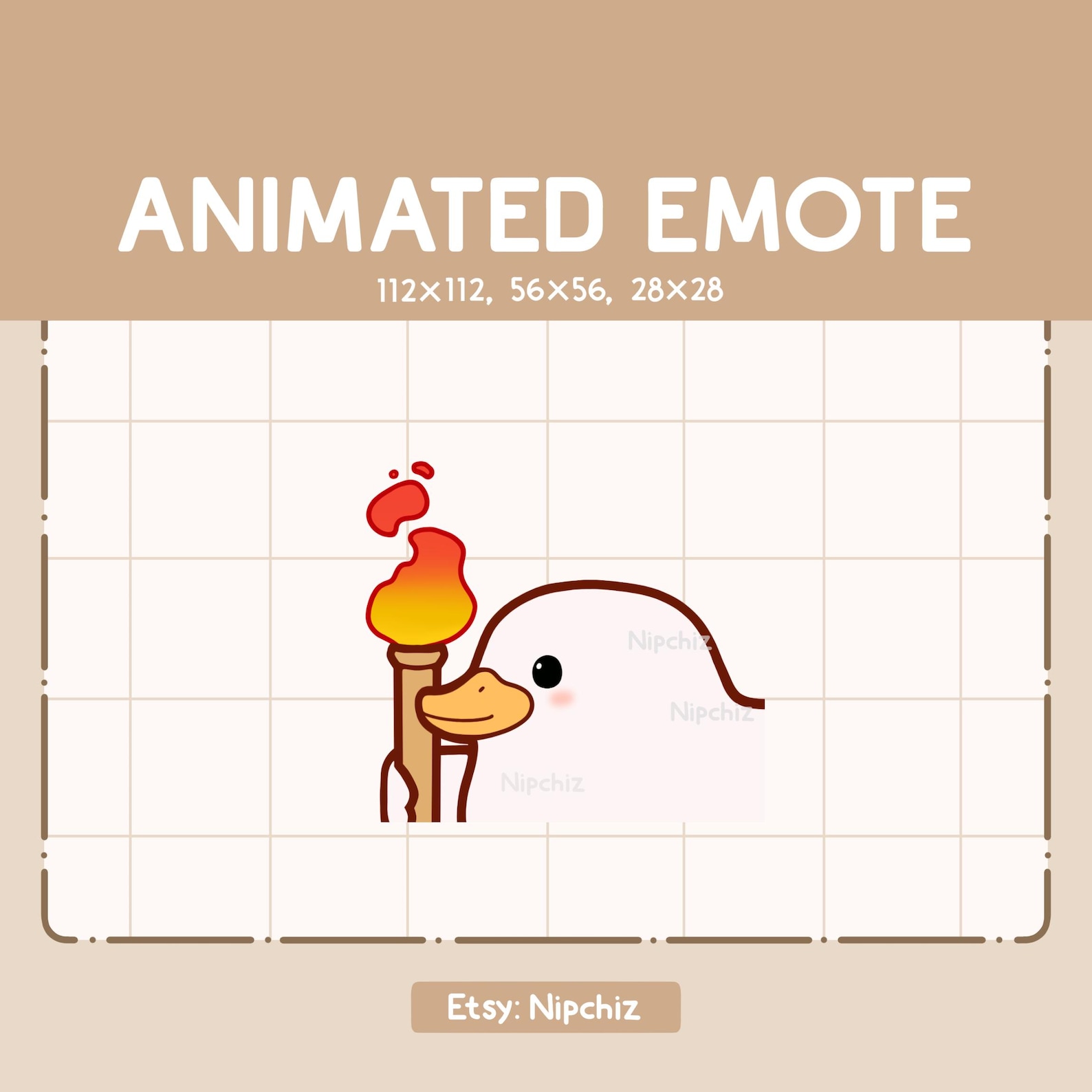 Animated Emote Chibi Duck Walking and Holding a Torch - Adorable ...