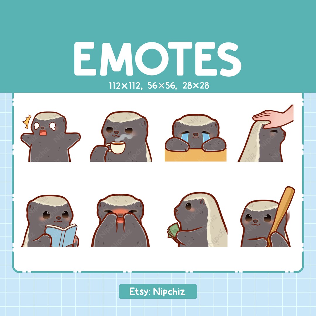 Cute Honey Badger Emotes | 8 Emotes for Streamer | Cute Honey Badger ...