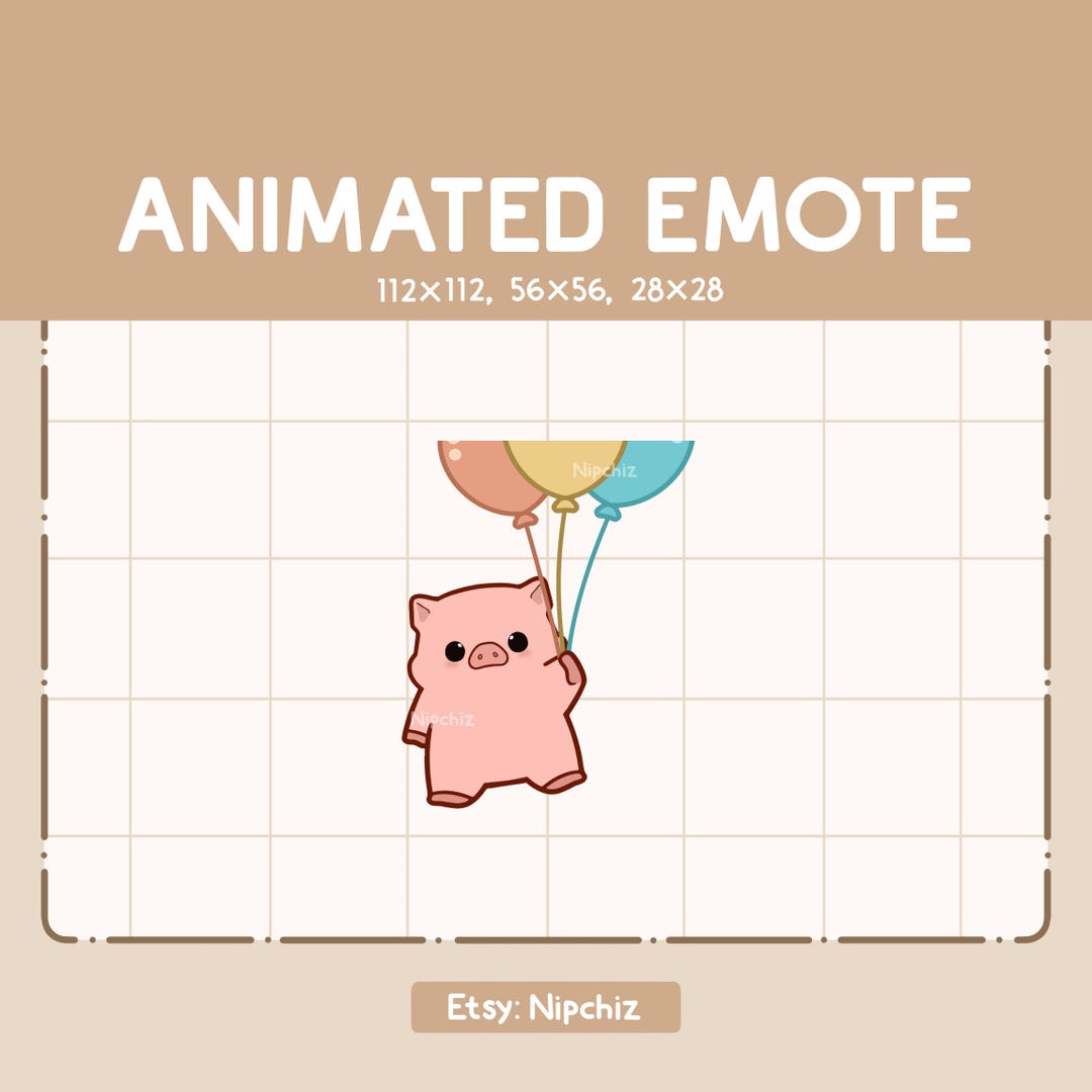 Animated Emote Chibi Pig is Holding a Bunch of Colorful Balloons and ...
