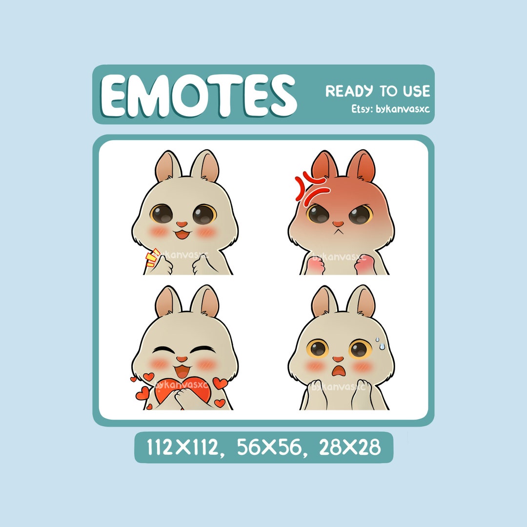 Cute Rabbit Emotes 4 Emotes Pack for Streamer Cute Rabbit - Etsy
