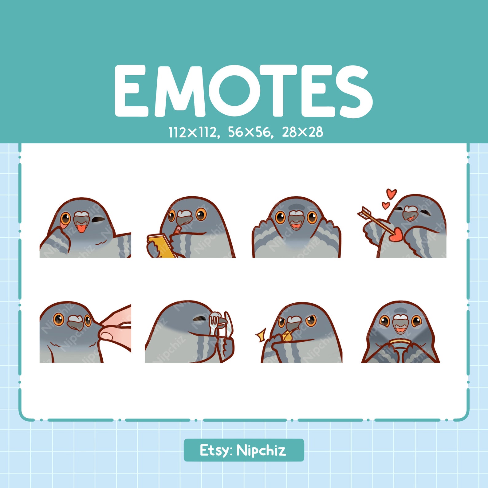 Pigeon Emotes 8 Cute Emotes for Streamer Chibi Pigeon Emoji Bundle - Etsy
