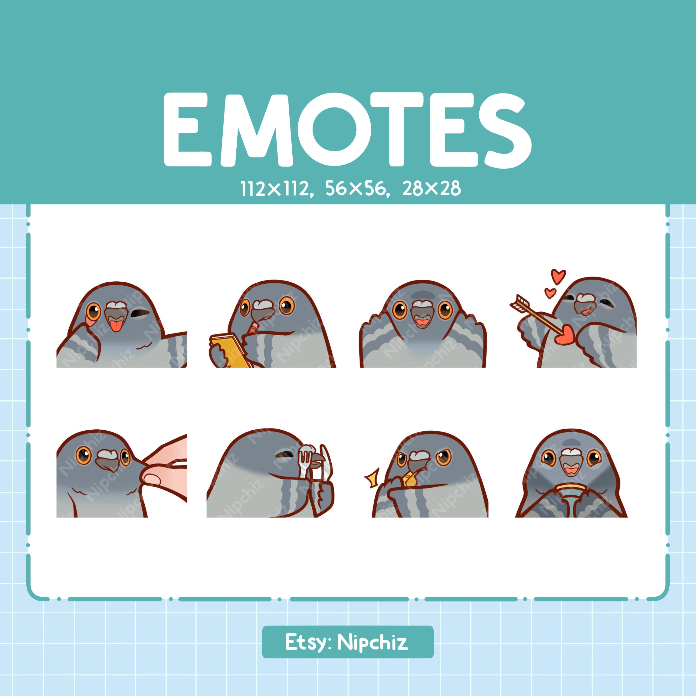 Pigeon Emotes 8 Cute Emotes for Streamer Chibi Pigeon Emoji Bundle - Etsy