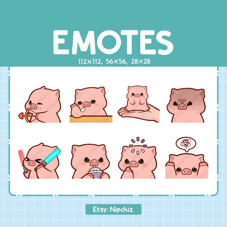 Cute Pig Emotes 8 Emotes for Streamer Cute Baby Pig Emote Pack Funny ...