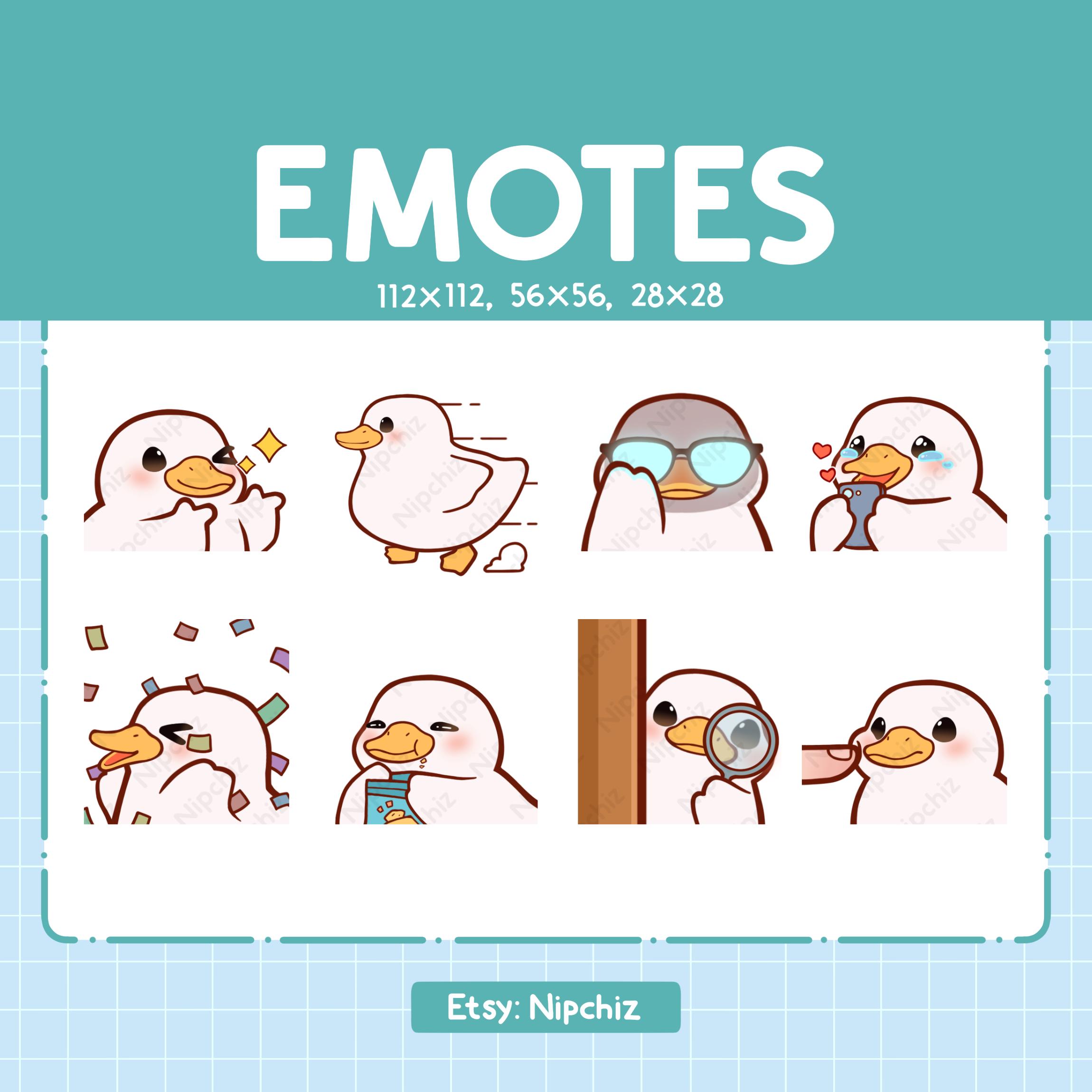 White Duck Emotes / Cute Emoji Pack / 8 White Duck Emotes for Streaming ...