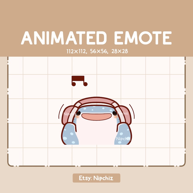Animated Emote Kawaii Cute Whale Shark Wearing Headphone / Ready to Use ...