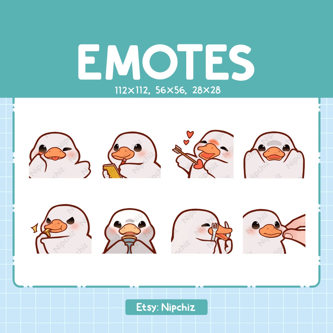 White Duck Emotes / Cute Emoji Pack / 8 White Duck Emotes for Streaming ...