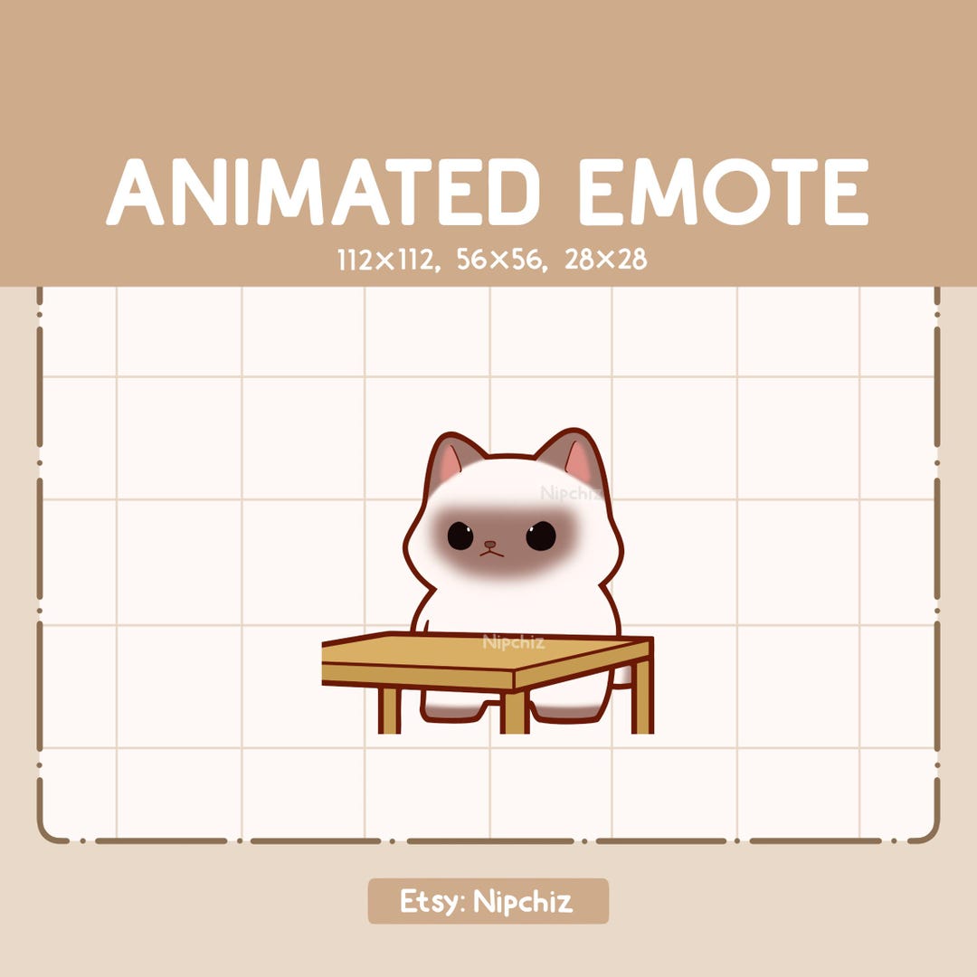 Animated Emote Chibi Siamese Cat Angry by Flipping a Table in Front of ...