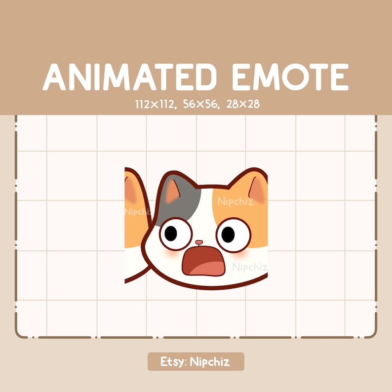 Animated Emote Chibi Shocked Calico Cat is Surprised - Chibi Cartoon ...