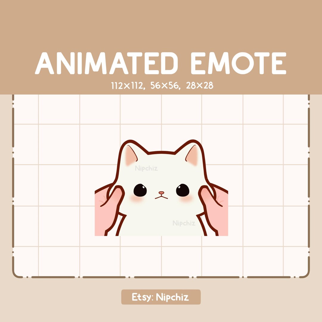 Animated Emote Chibi Hands Pinching White Cat on the Cheeks - Cartoon ...