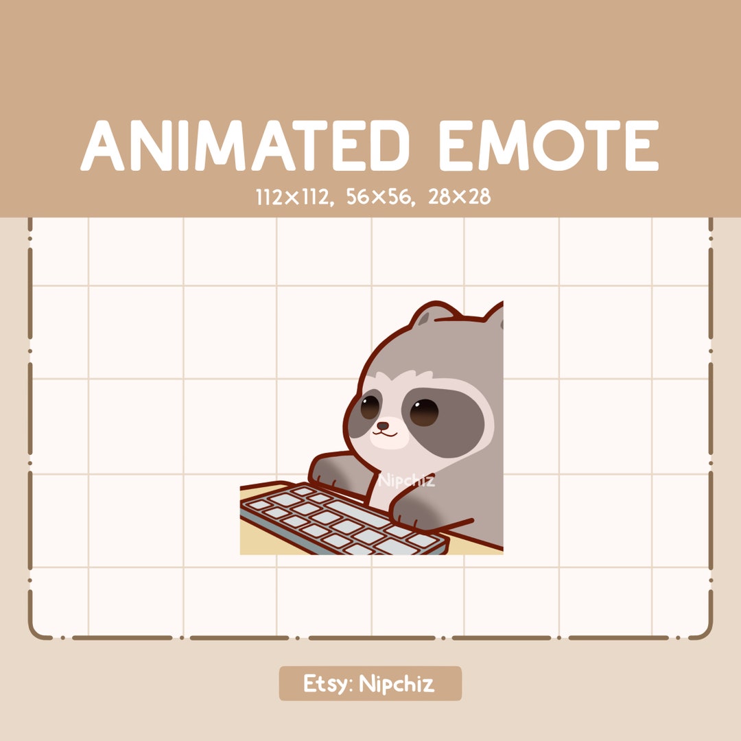 Animated Emote Raccoon is Typing Through the Keyboard / Emote for ...