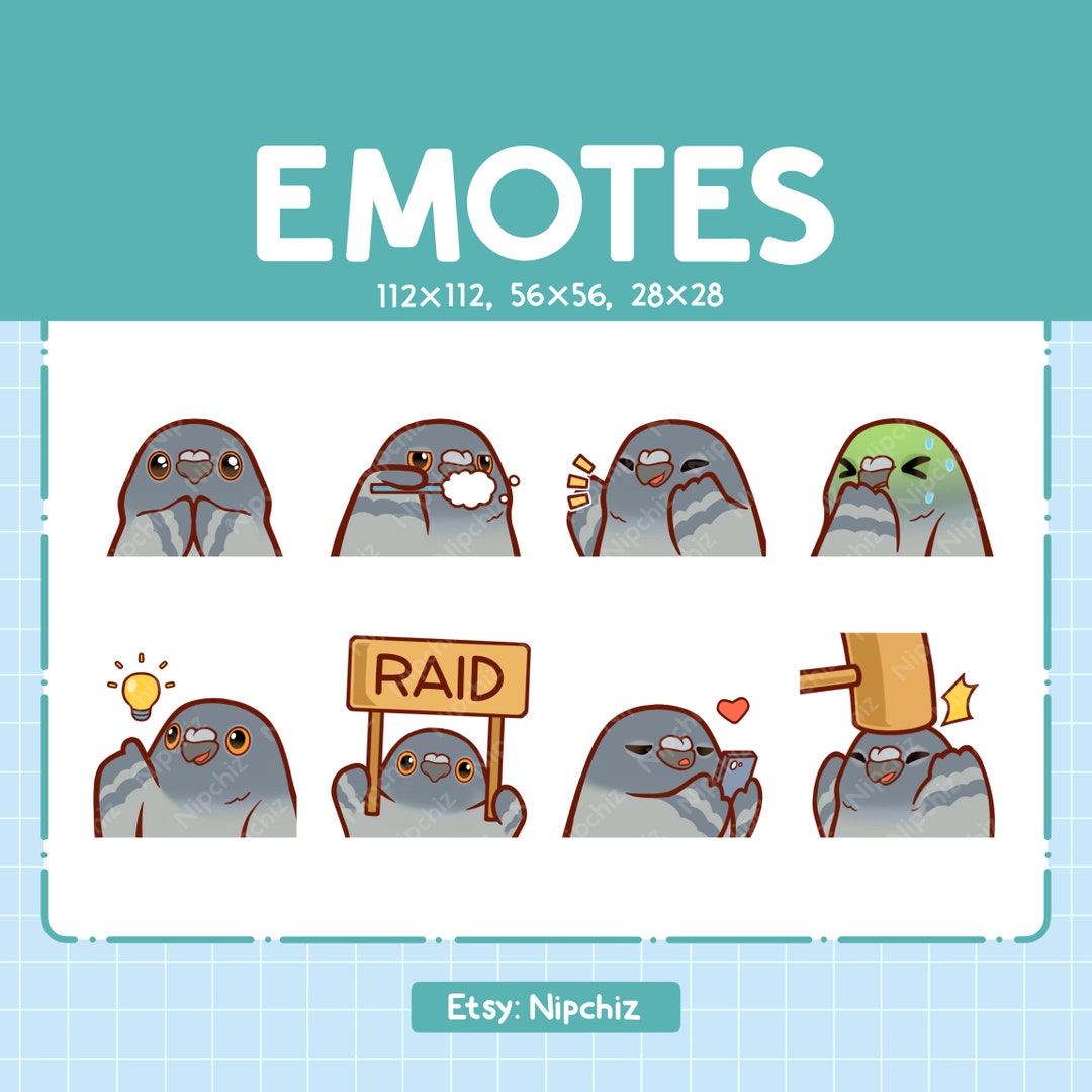 Pigeon Emotes 8 Pack / Chibi Pigeon Emotes for Streamer / Kawaii Emoji ...