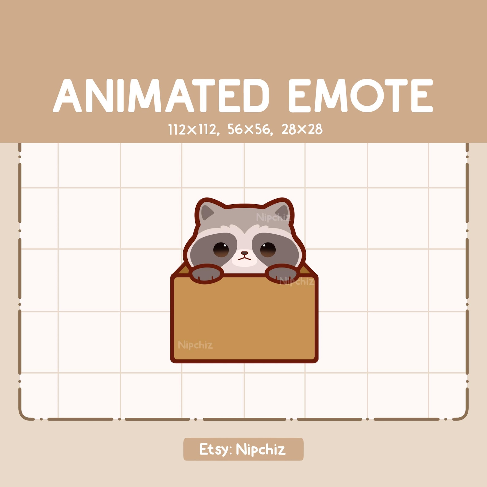 Animated Cute Emerge Raccoon From Cardboard Emote - Funny Cartoon Emote ...
