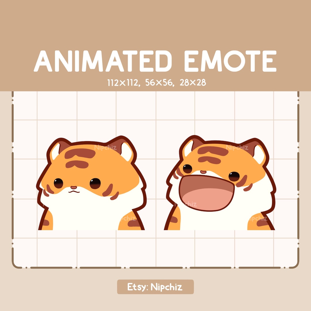 Animated Emote Tiger Mouth Open Closed / Adorable Cartoon Emote / Ready ...