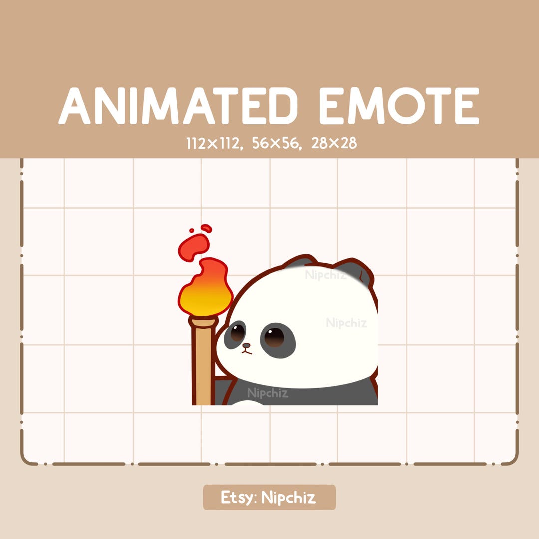 Animated Emote Chibi Panda Walking and Holding a Torch / Funny Cute ...