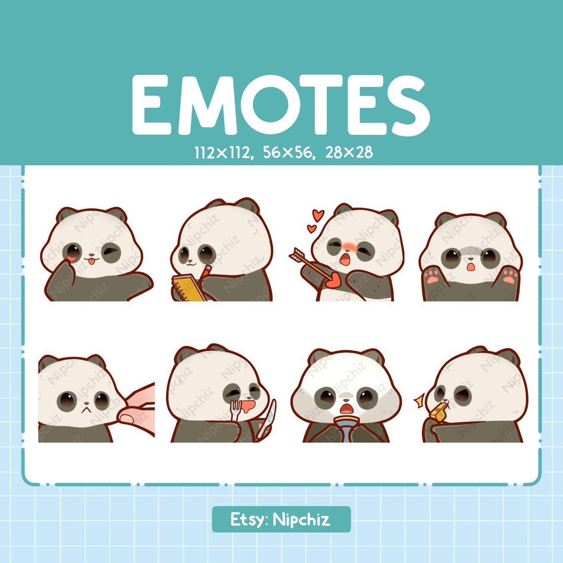 Panda Emotes / 8 Cute Panda Bundle / Emotes for Streamer Kawaii Emoji ...