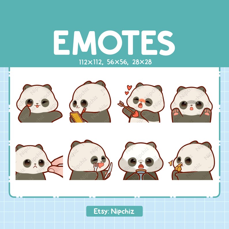 Panda Emotes / 8 Cute Panda Bundle / Emotes for Streamer Kawaii Emoji ...
