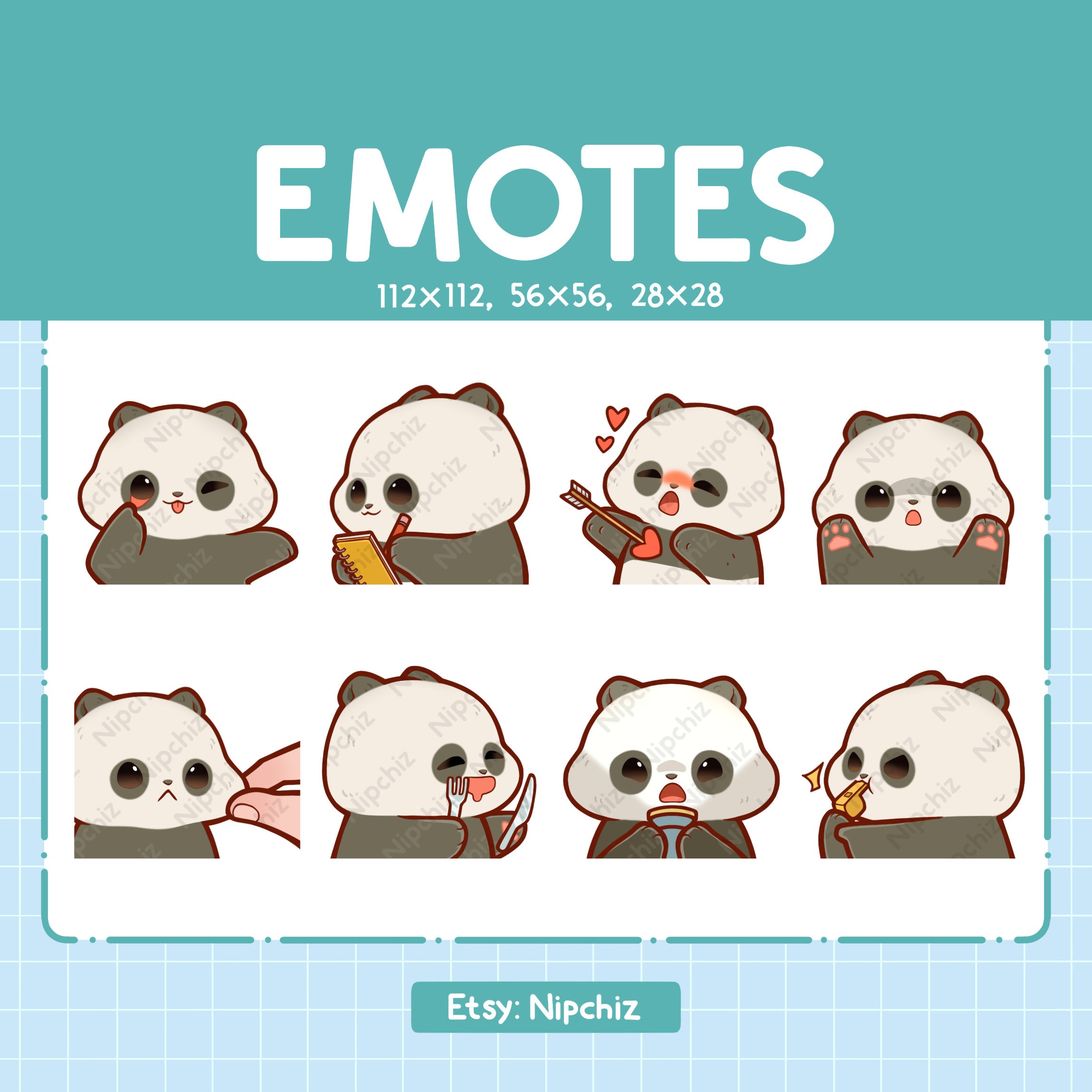 Panda Emotes / 8 Cute Panda Bundle / Emotes for Streamer Kawaii Emoji ...
