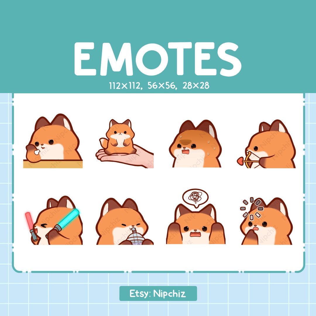 Fox Emotes Cute Emoji Pack 8 Fox Emotes for Streaming Bundle Emotes - Etsy