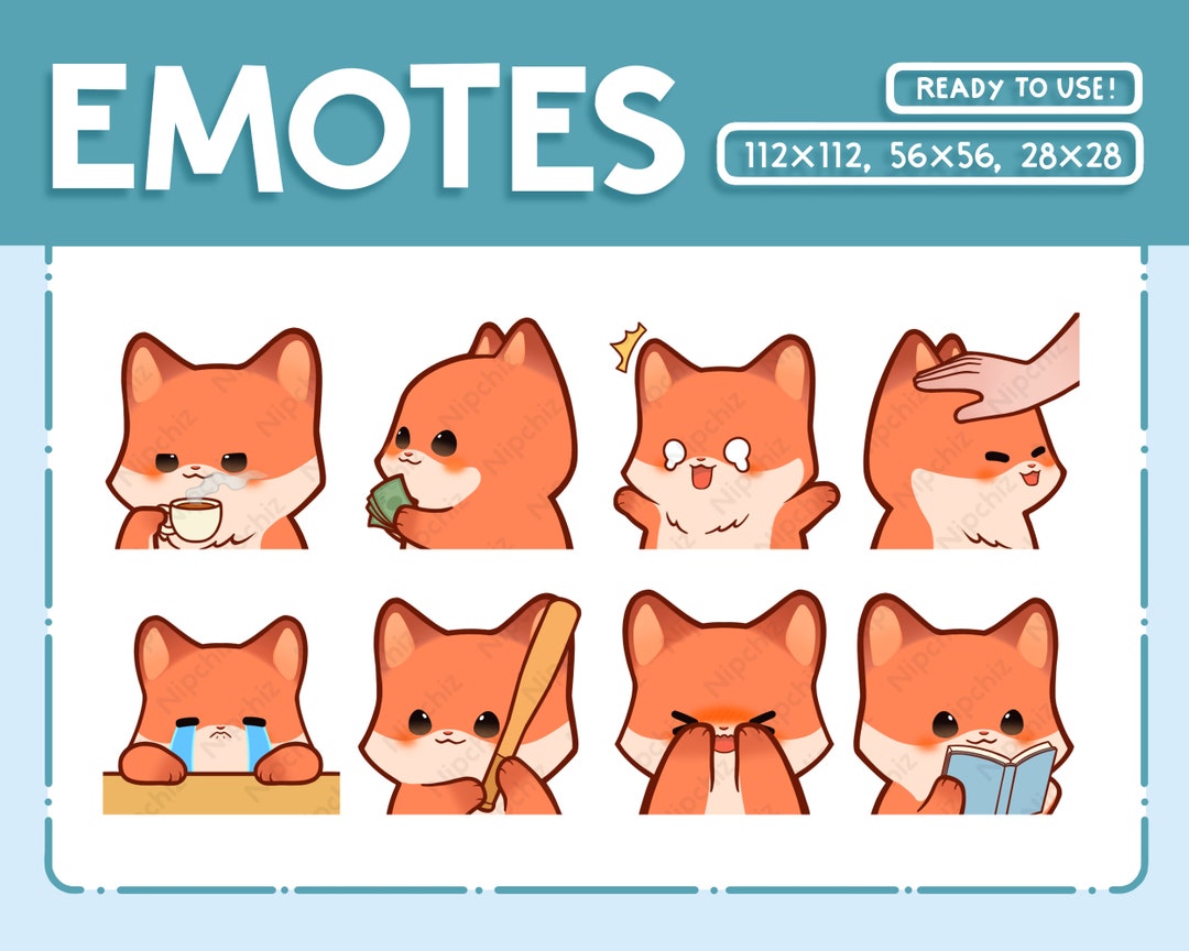 Kawaii Fox Emotes 8 Cute Emotes for Streamer Chibi Fox - Etsy
