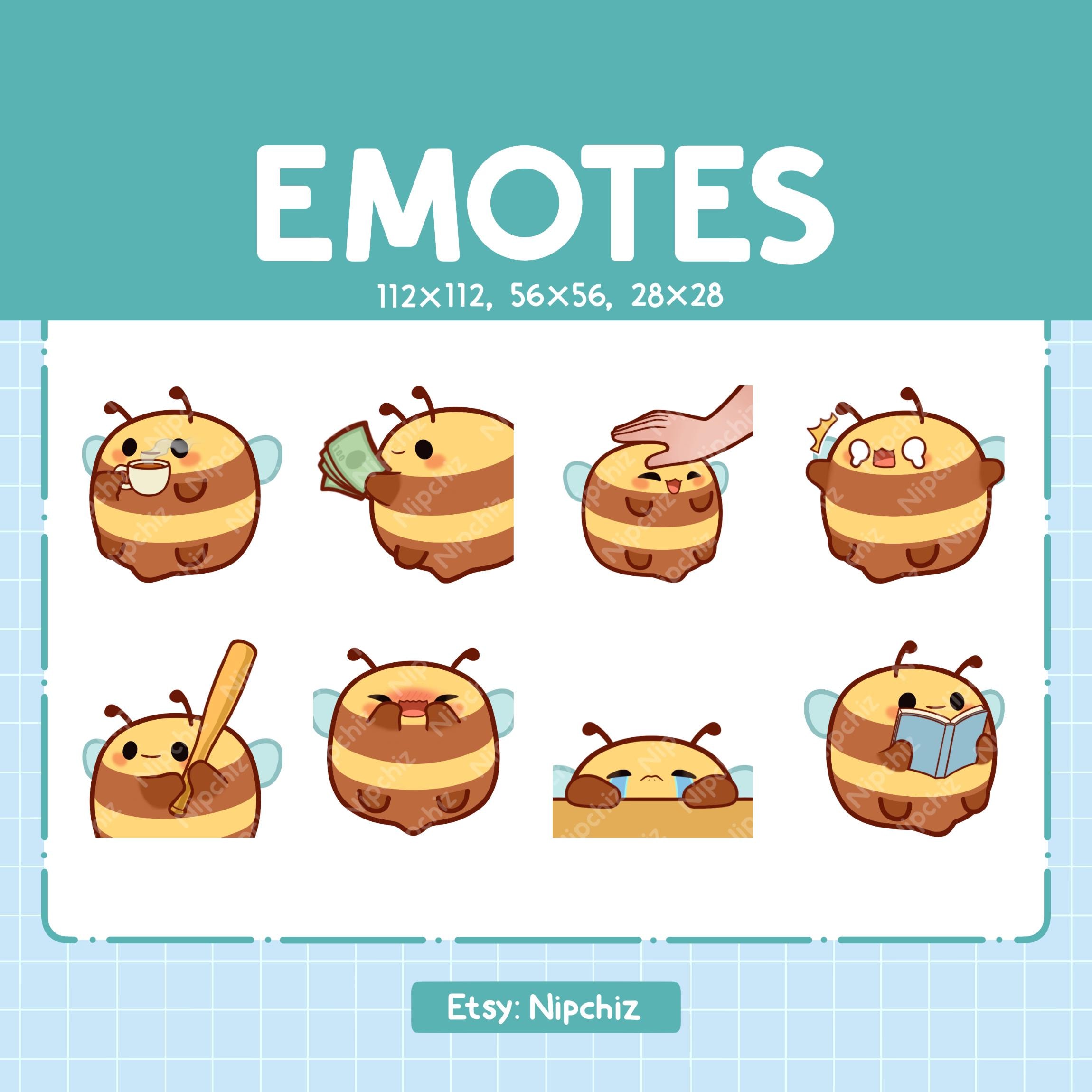 Kawaii Bee Emotes (8) – Cute Emotes for Streamer – Chibi Bee Emoji ...