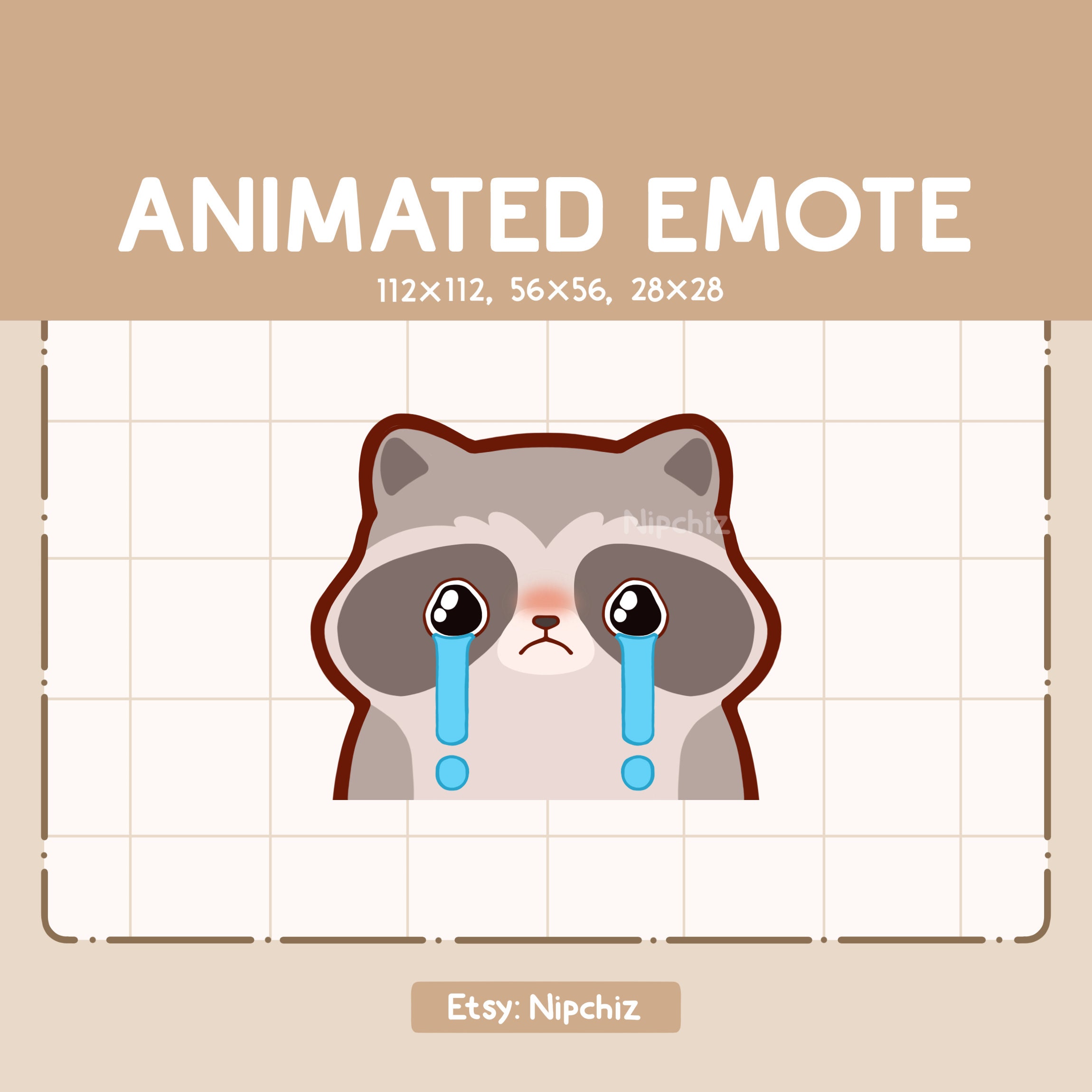 Animated Emote Adorable and Cute Raccoon Crying and Sobbing / Kawaii ...