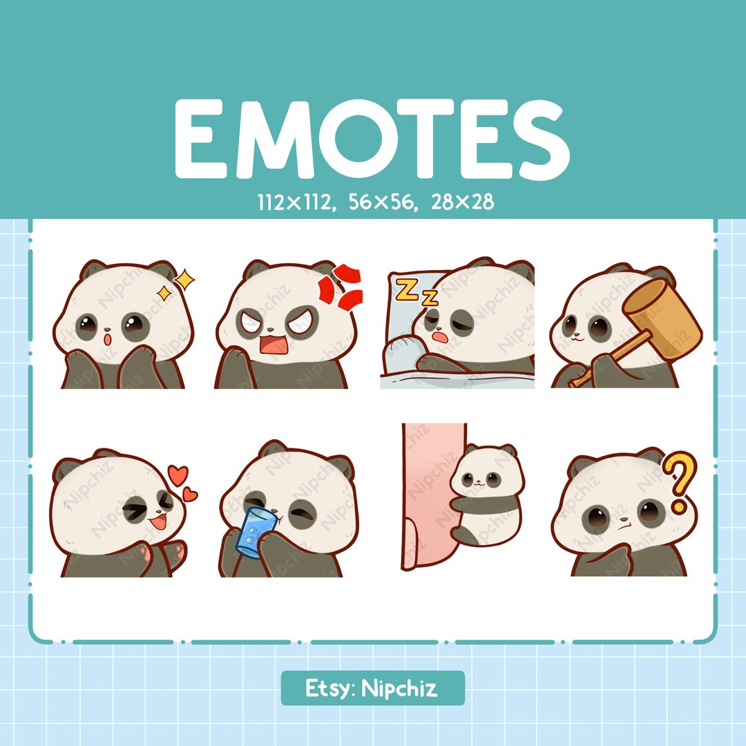 Panda Emotes for Streamer 8 Kawaii Cute Panda Emoji Pack for Streaming ...