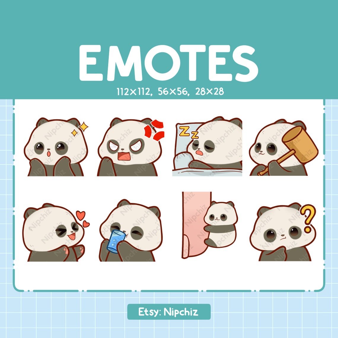 Panda Emotes for Streamer 8 Kawaii Cute Panda Emoji Pack for Streaming ...