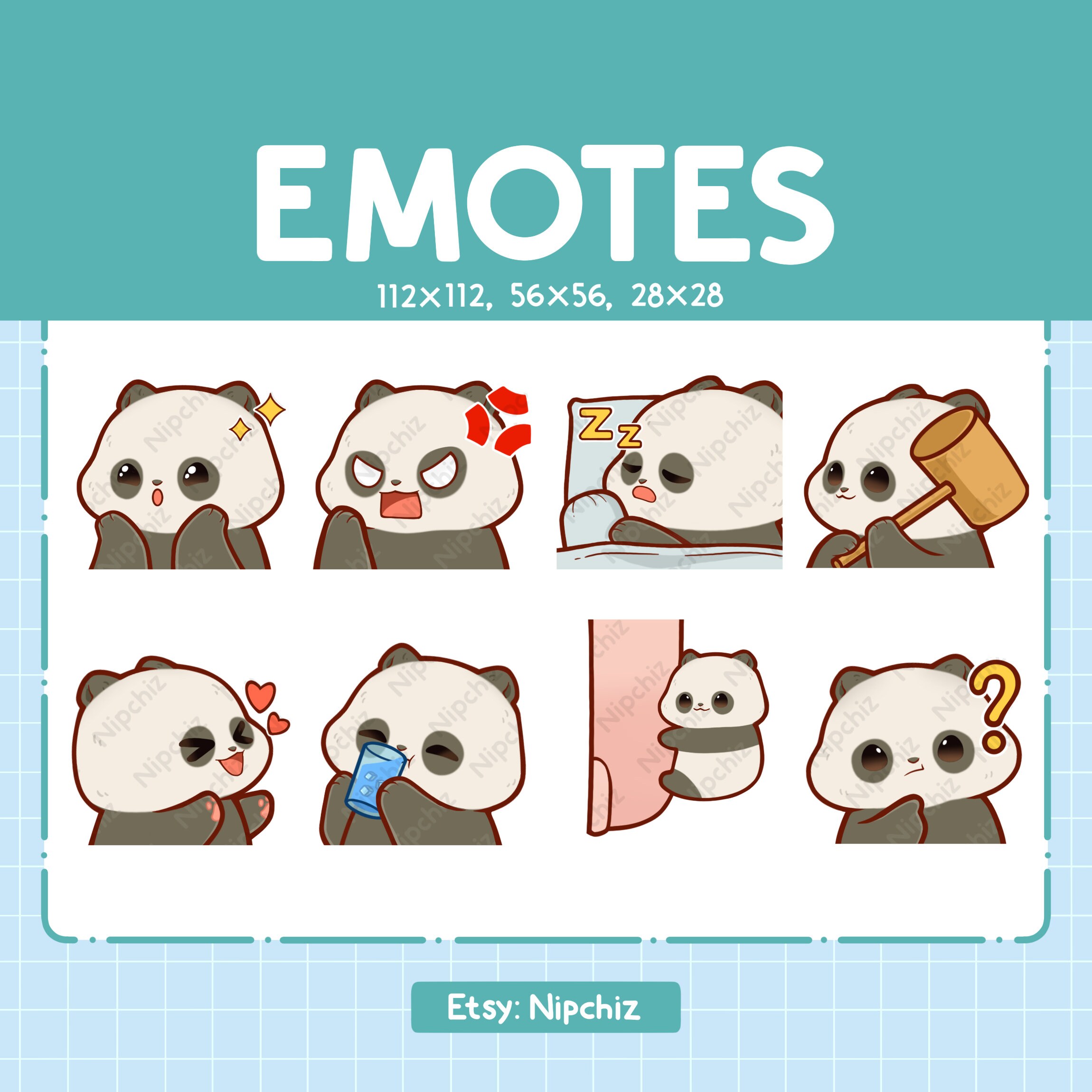 Panda Emotes for Streamer 8 Kawaii Cute Panda Emoji Pack for Streaming ...
