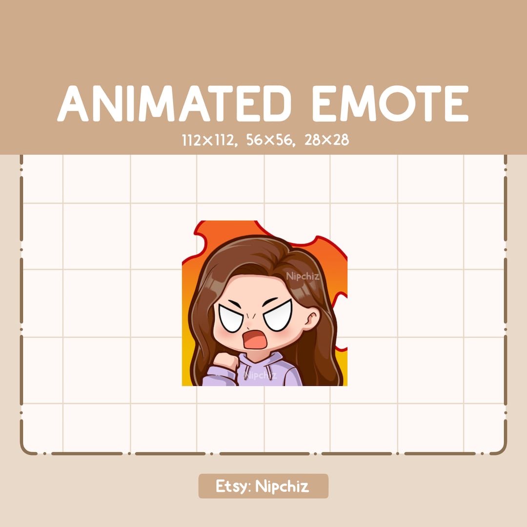 Animated Emote Girl Long Straight Brown Hair With Fire - Cute Emote ...