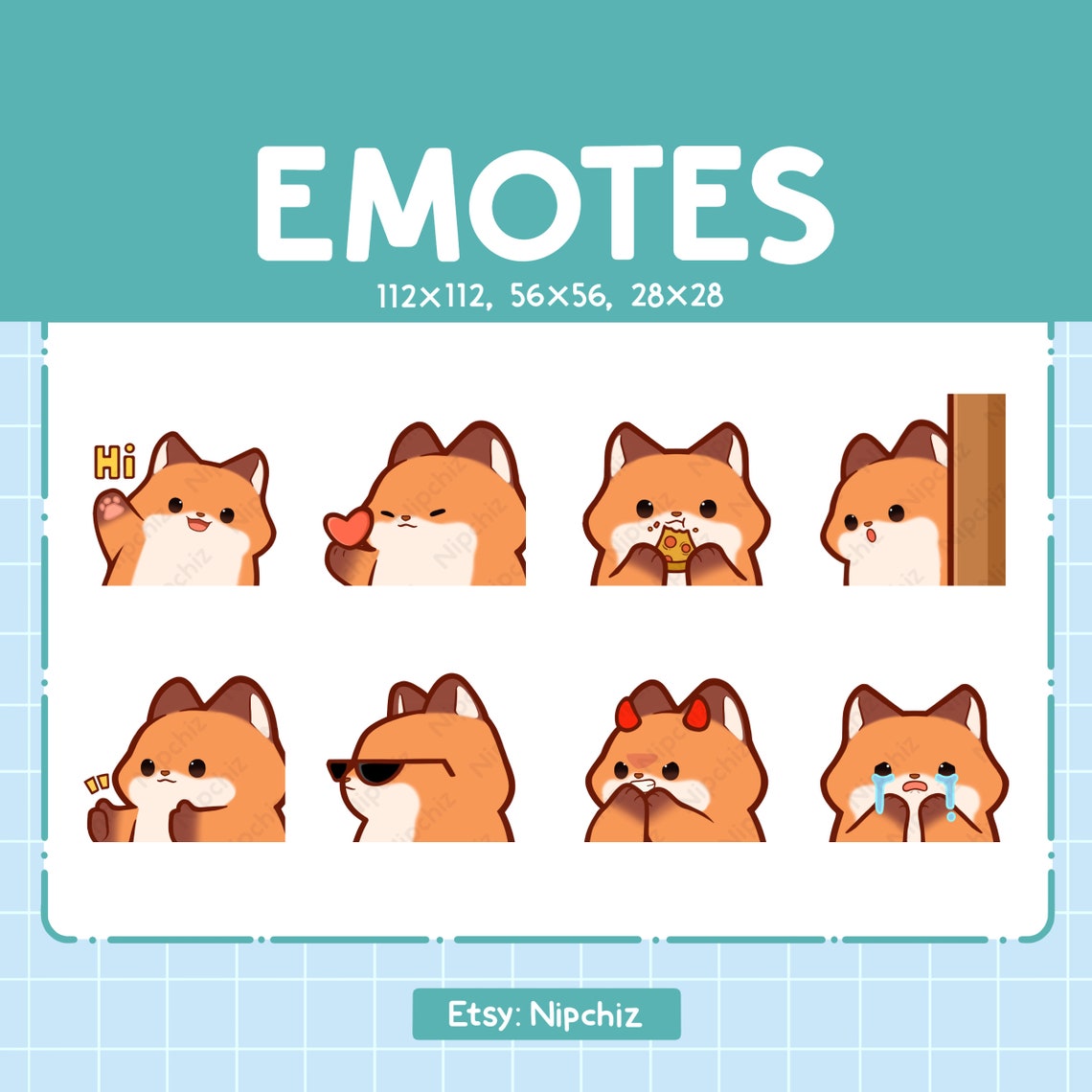 Fox Emotes 8 Cute Fox Bundle Emotes for Streamer Kawaii Emoji Pack - Etsy